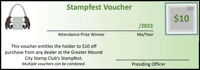 Club Meeting Attendance Prize Voucher - Greater Mound City Stamp Club